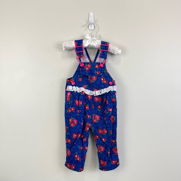 Vintage | Bottoms | Vintage Jet Set Babies Blue Floral Overalls 9 ...